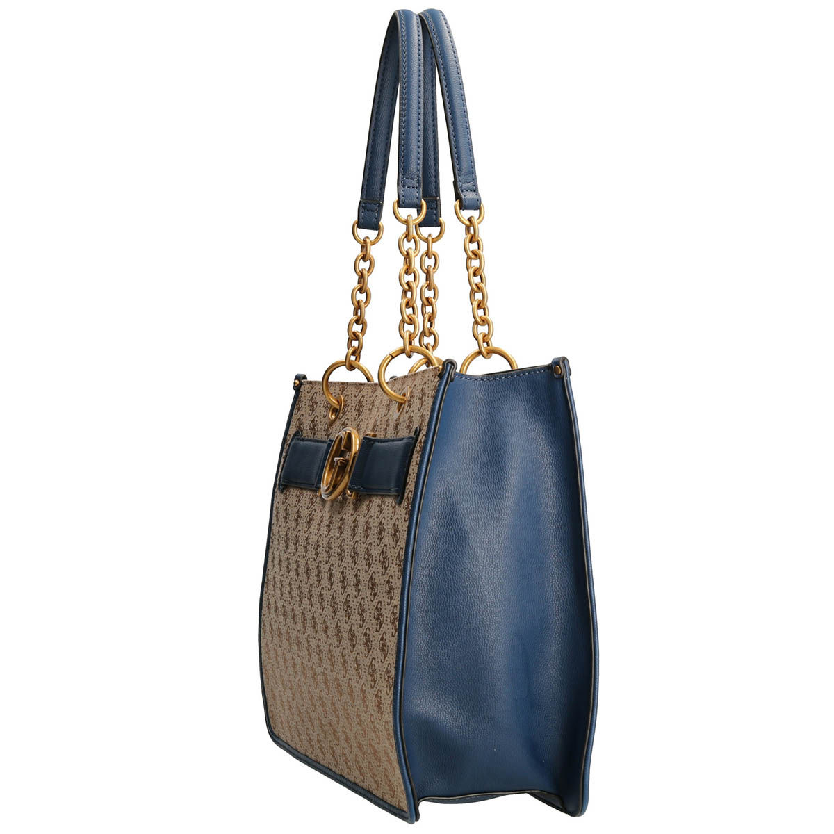 Buy Guess Latte Monogram Polyurethane Aviana Tote Bag Online