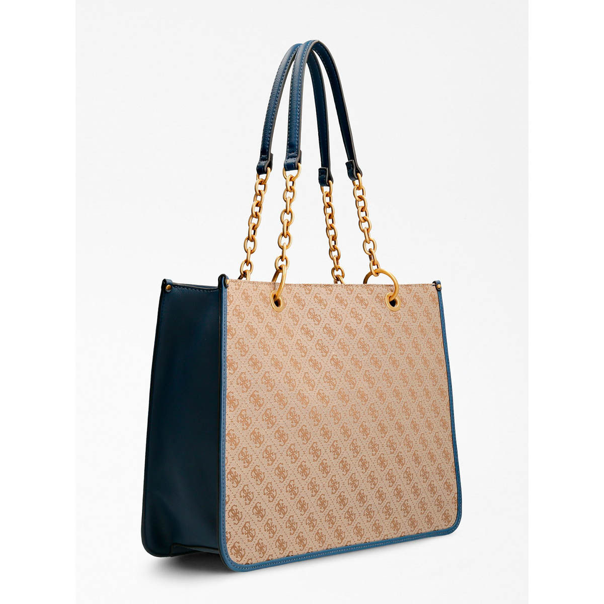Buy Guess Latte Monogram Polyurethane Aviana Tote Bag Online