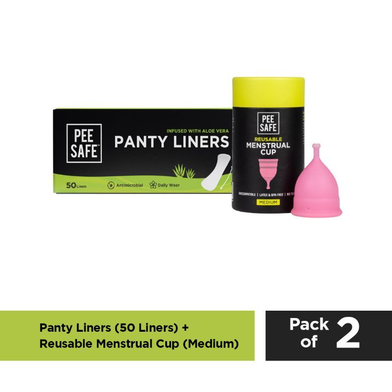 Buy Pee Safe Leakage Protection Combo (Panty Liner 50 & Menstrual Cup M ...