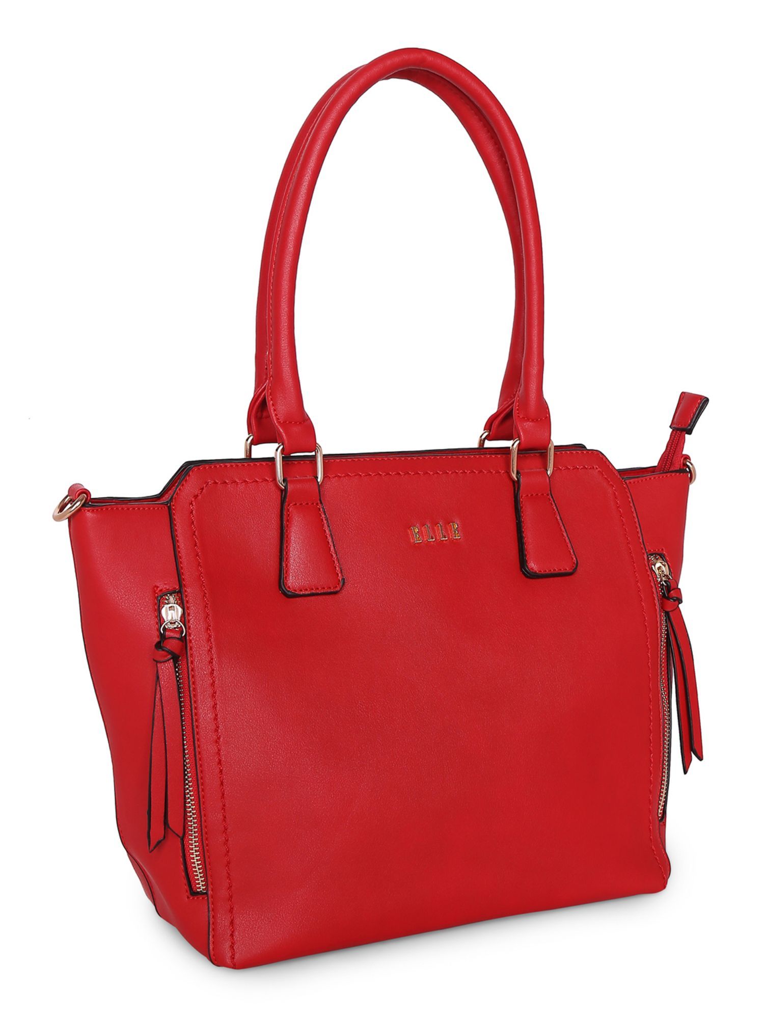ELLE Red Solid Tote Bag: Buy ELLE Red Solid Tote Bag Online at Best ...