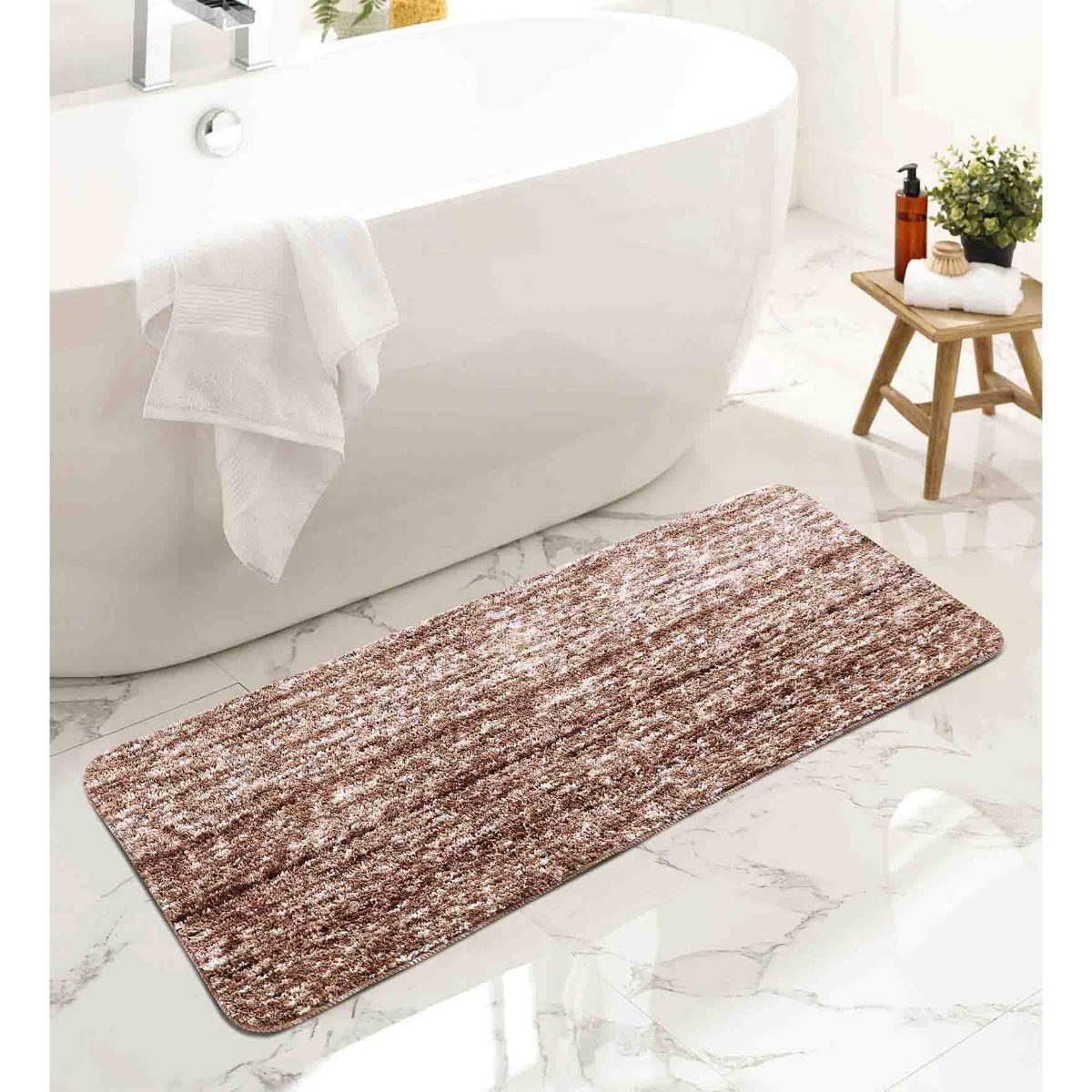 Buy OBSESSIONS Anti-Skid Polyester Bath Mat Dark Brown Online