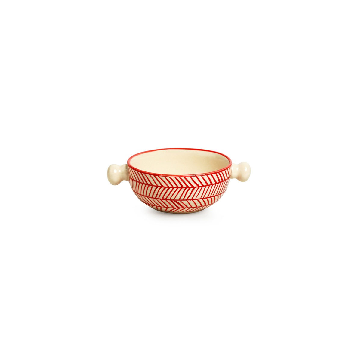 ExclusiveLane Red Chevrons Hand-Painted Ceramic Serving Bowls: Buy ExclusiveLane Red Chevrons ...