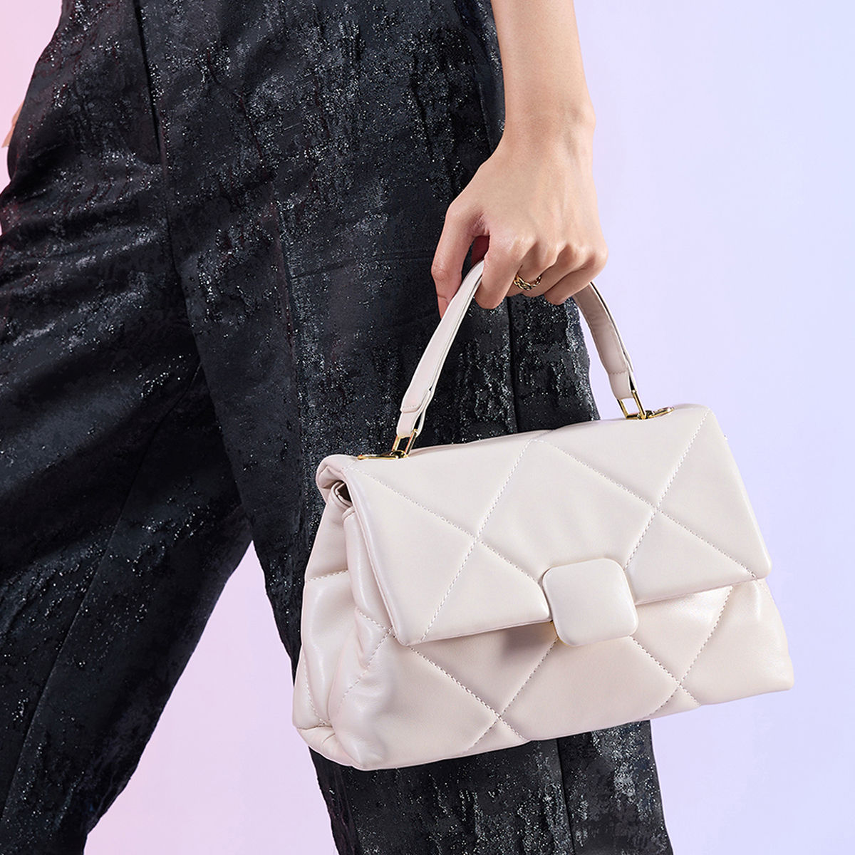 Buy RSVP by Nykaa Fashion Off White Classic Quilted Handbag Online