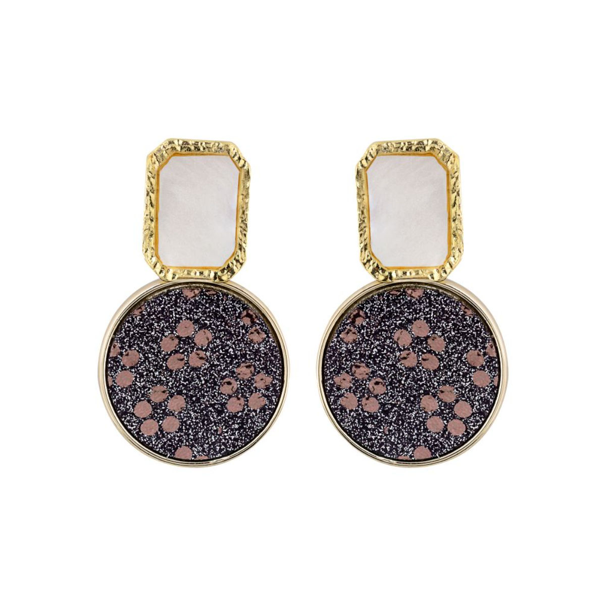 Buy E2O Round Shimmer Black Drop Earring Online