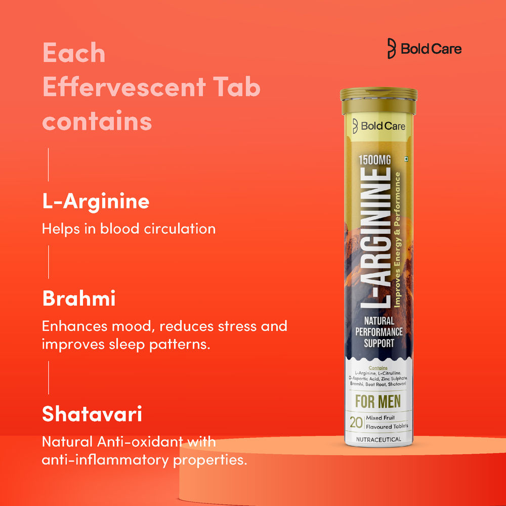 Buy Bold Care L-Arginine Effervescent Tablets For Men - Mixed Fruit Online