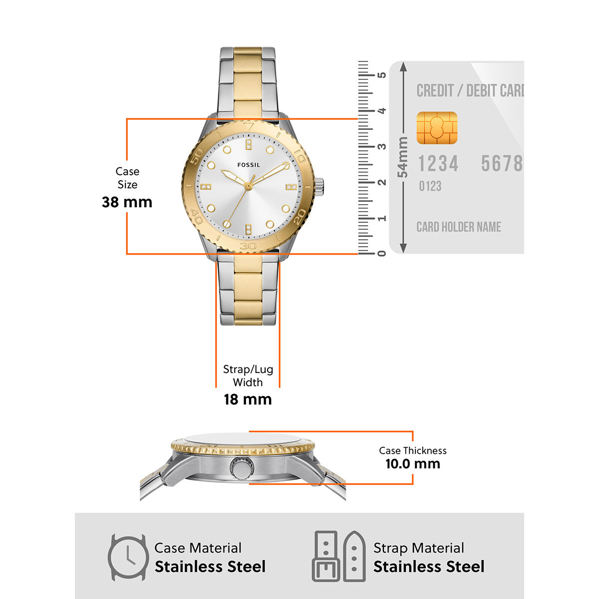 Buy Fossil Dayle Two Tone Watch BQ3888 (M) Online