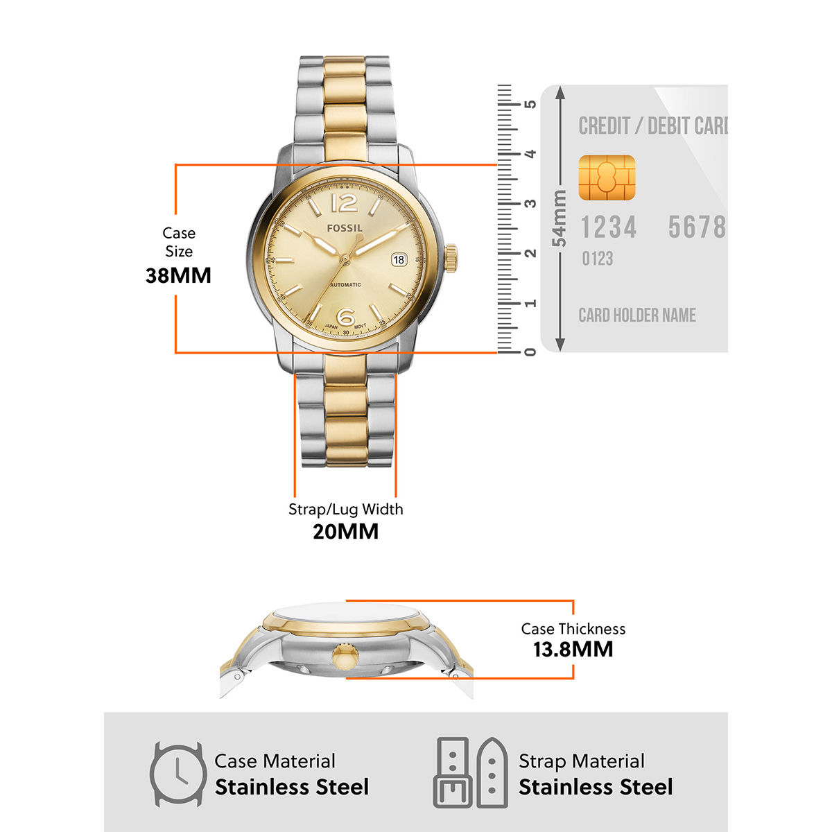 Buy Fossil Heritage Two Tone Watch ME3228 (M) Online