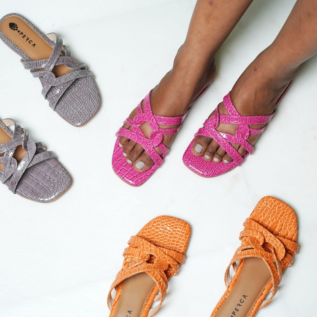 Buy Perca Solid Pink Cut Out Flats Online