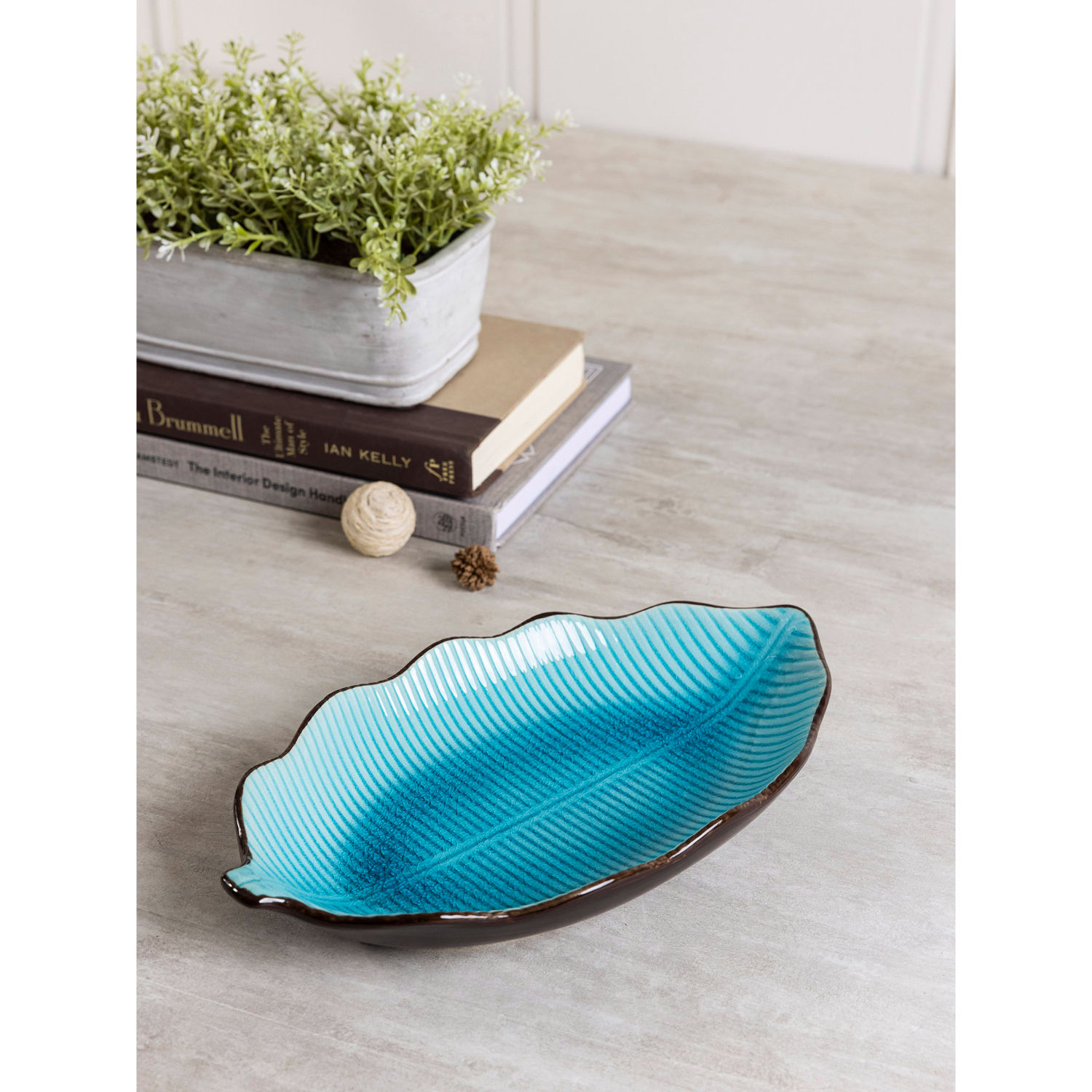 Pure Home + Living Blue Pear Leaf Platter: Buy Pure Home + Living Blue ...