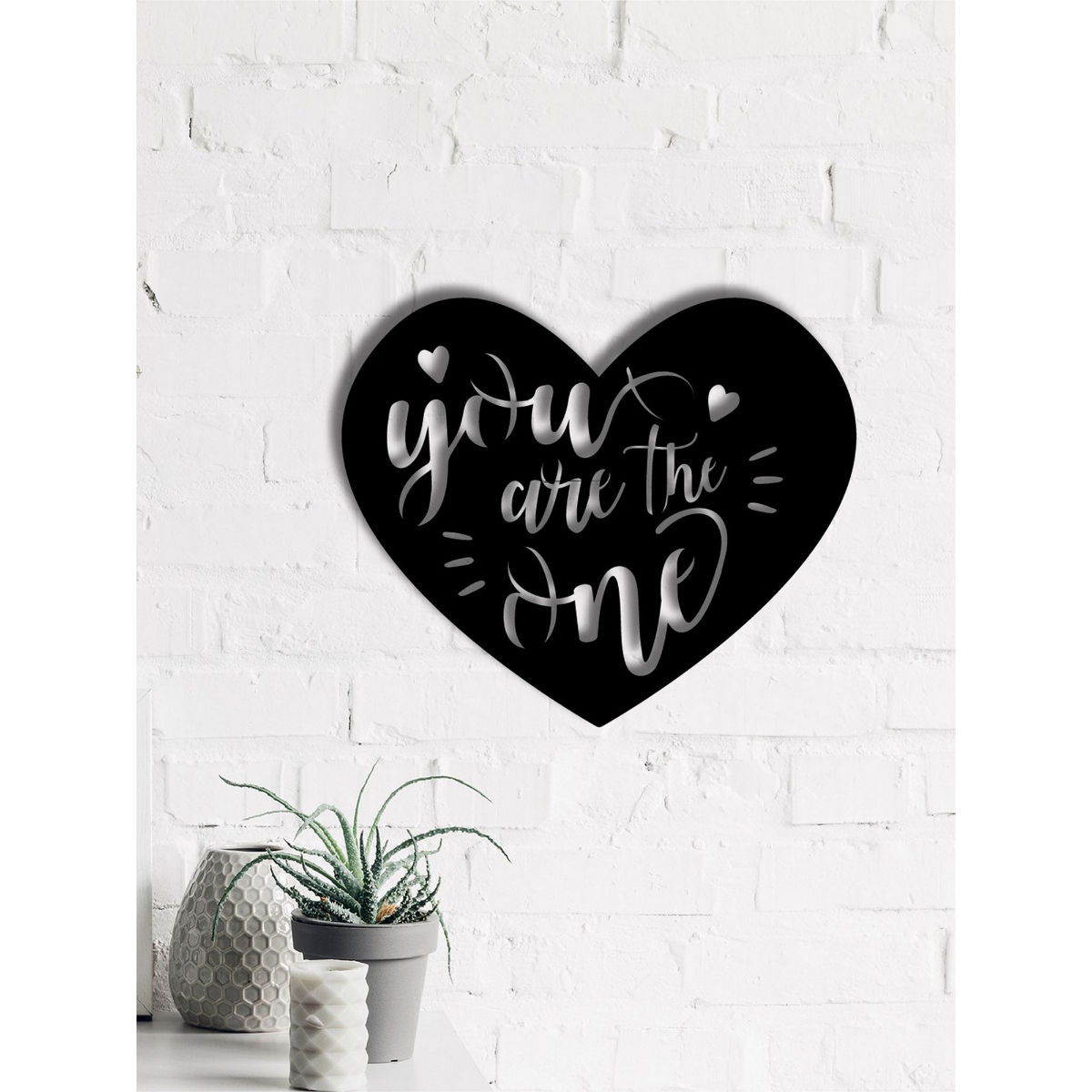 Buy eCraftIndia "You are the One" Love Theme Black Wood Wall Art Cutout ...