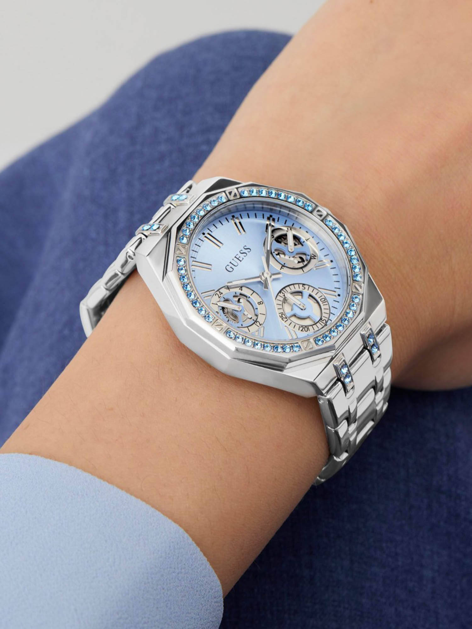 Buy Guess Ice Blue Round Dial Analog Women Watch - GW1009L1 (M) Online