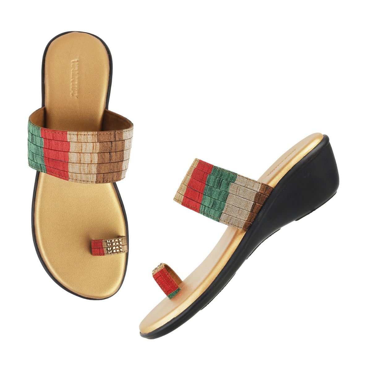 Buy Walkway Gold Stripes Wedges Online