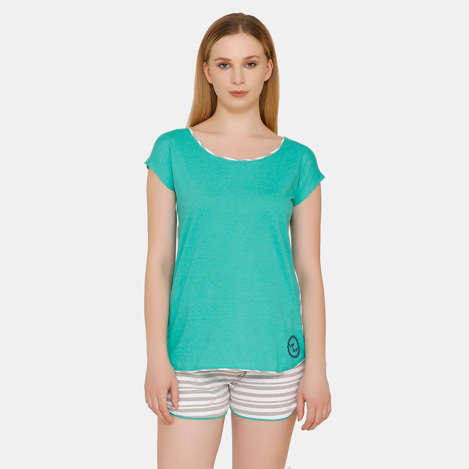 Buy Zivame Varsity Top N Shorts Set - Green Stripes Online