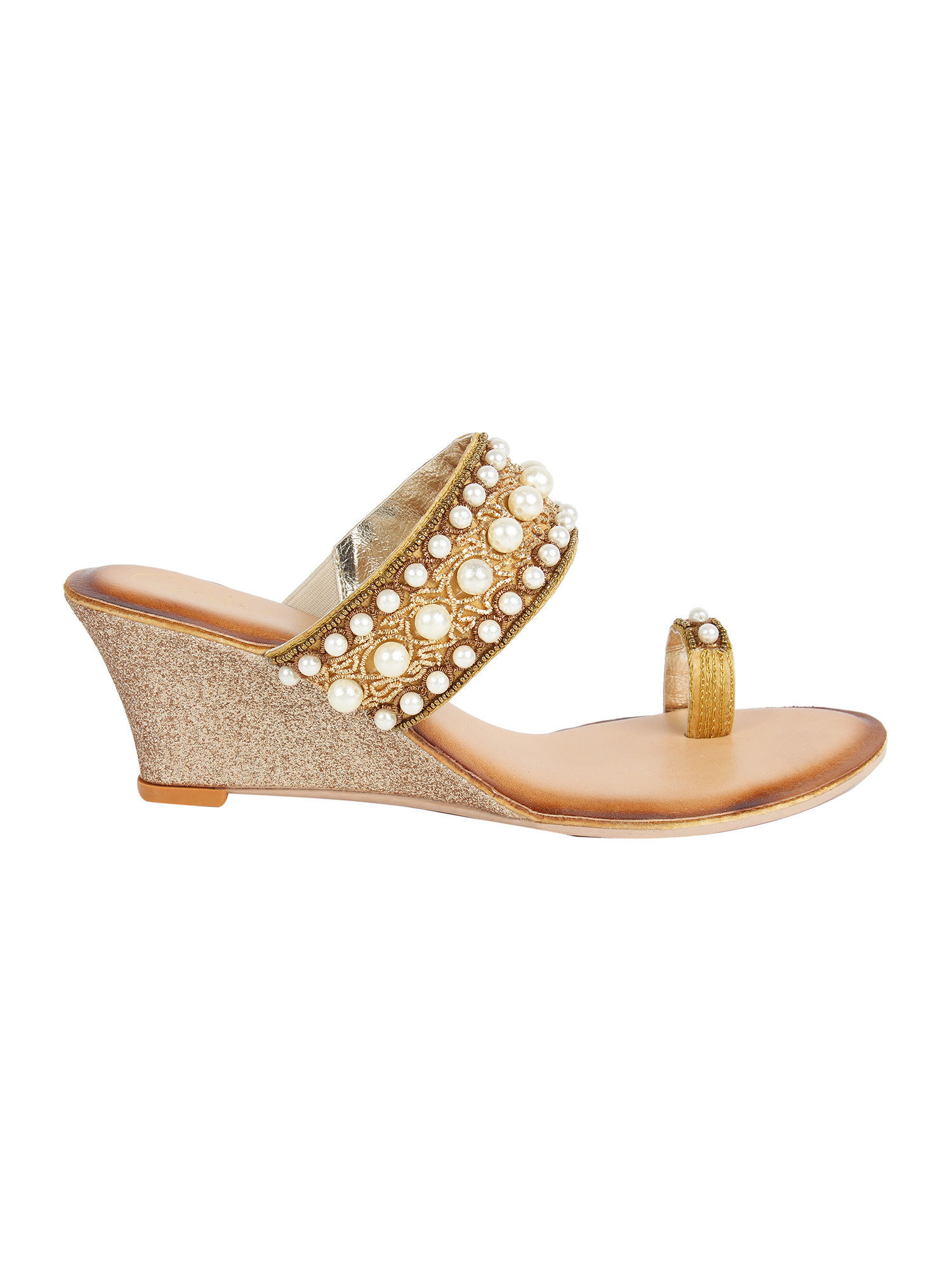 Buy CATWALK Gold Embellished Wedges Online