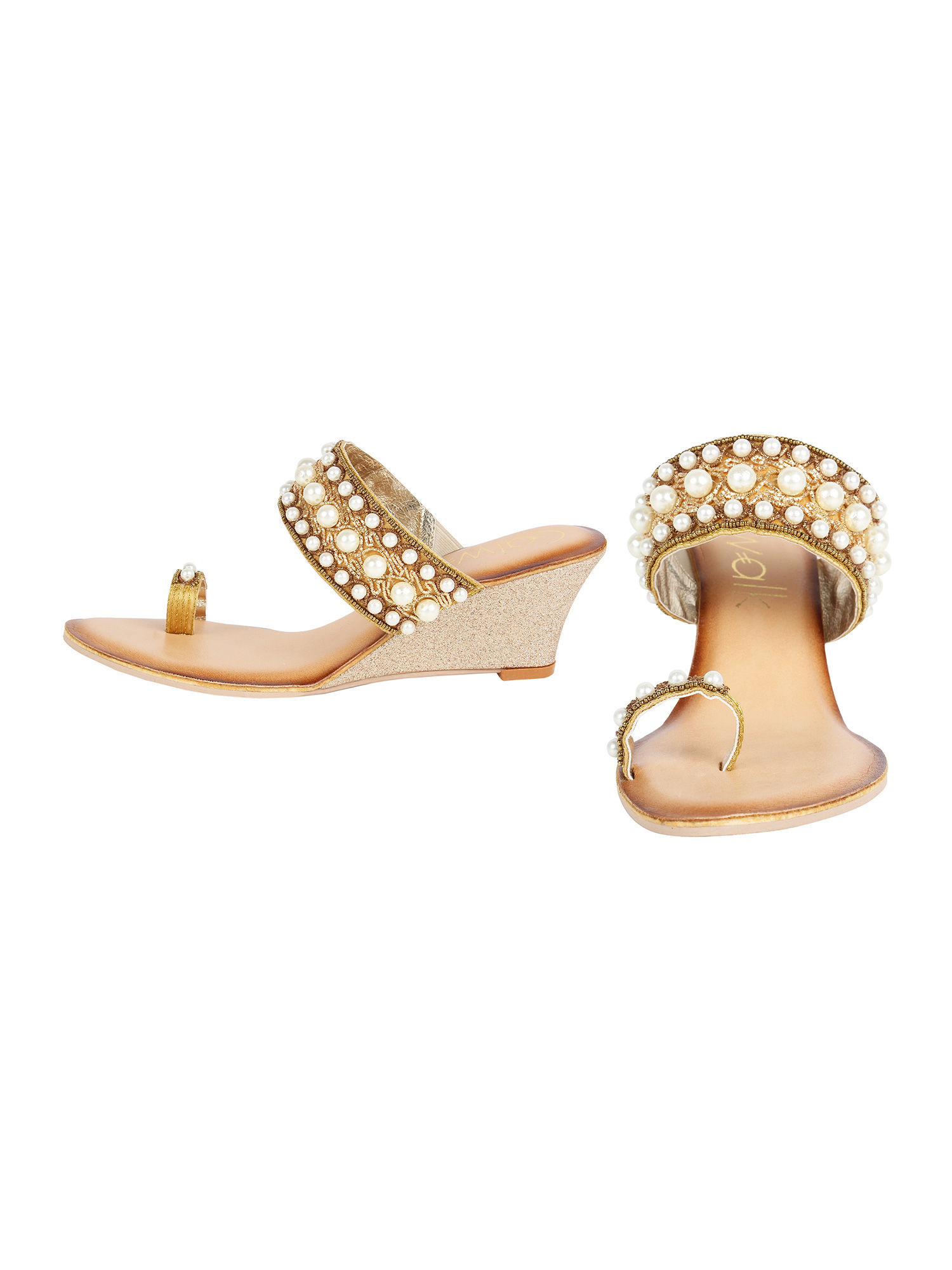 Buy CATWALK Gold Embellished Wedges Online
