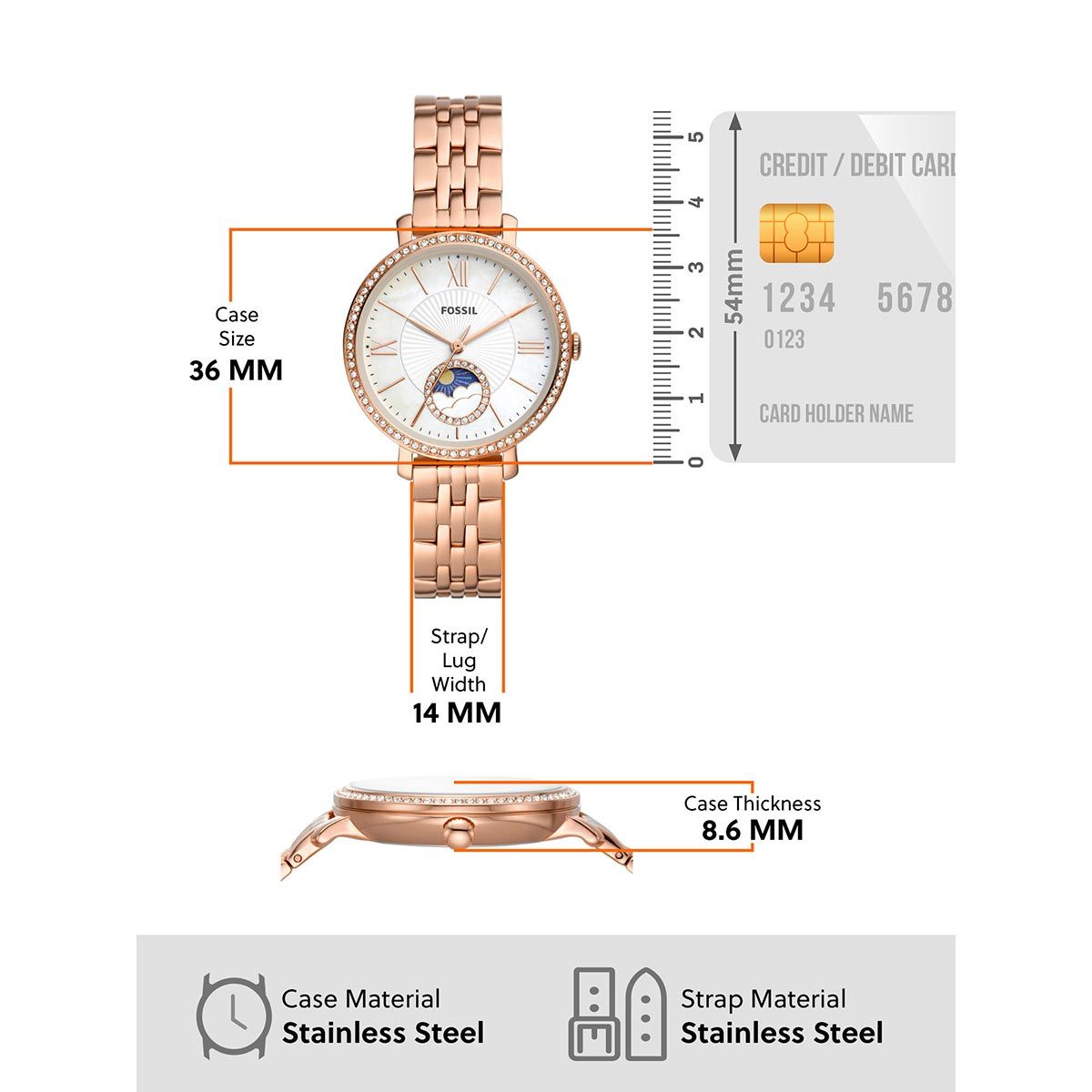 Buy Fossil Jacqueline Rose Gold Watch ES5165 Online