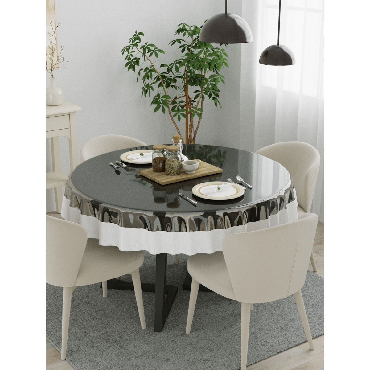 Buy The Home Story Dining Table Cover White Lace (4 Seater) Online