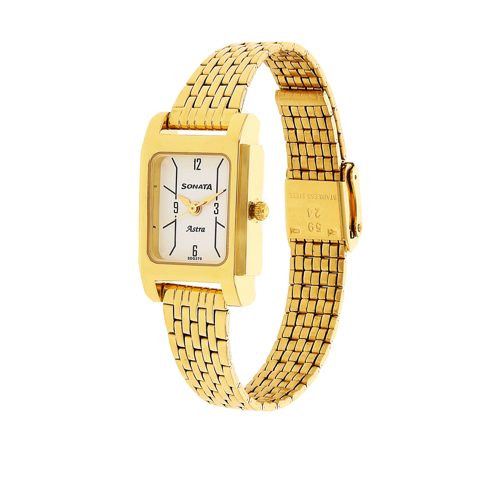 Sonata White Dial Golden Stainless Steel Strap Watch: Buy Sonata White ...