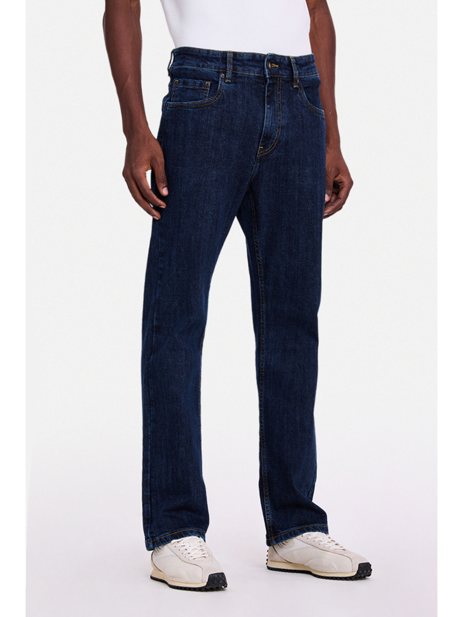 Buy Snitch Dark Blue Washed Straight Casual Jeans for Men Online