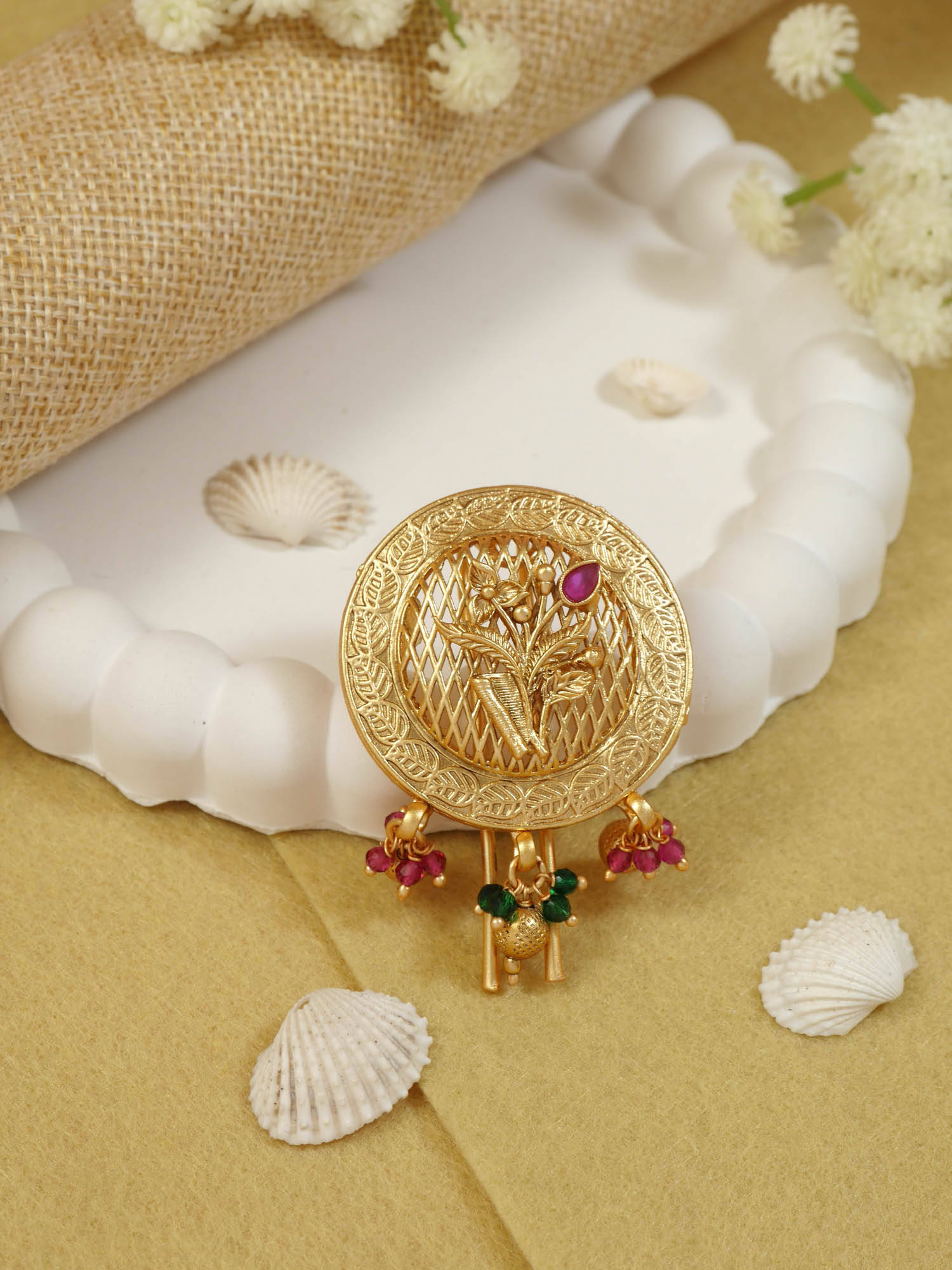 Buy I Jewels Gold-Toned Beaded Round Hair Pin Online