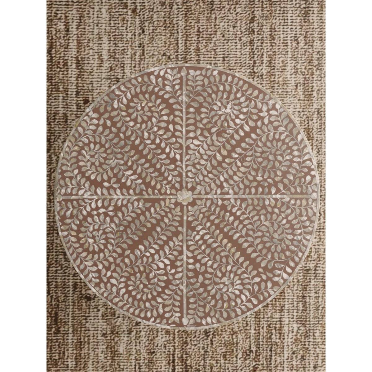 Buy CasaGold Cleo Vegan Shell Inlay Coffee Table With Stand - Brown Online