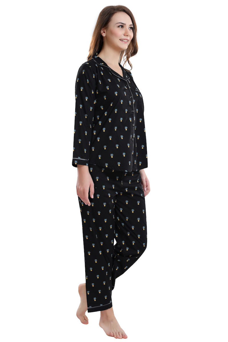 Buy PIU Pineapple Print Pajama Set - Black Online