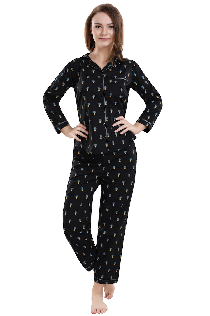 Buy PIU Pineapple Print Pajama Set - Black Online