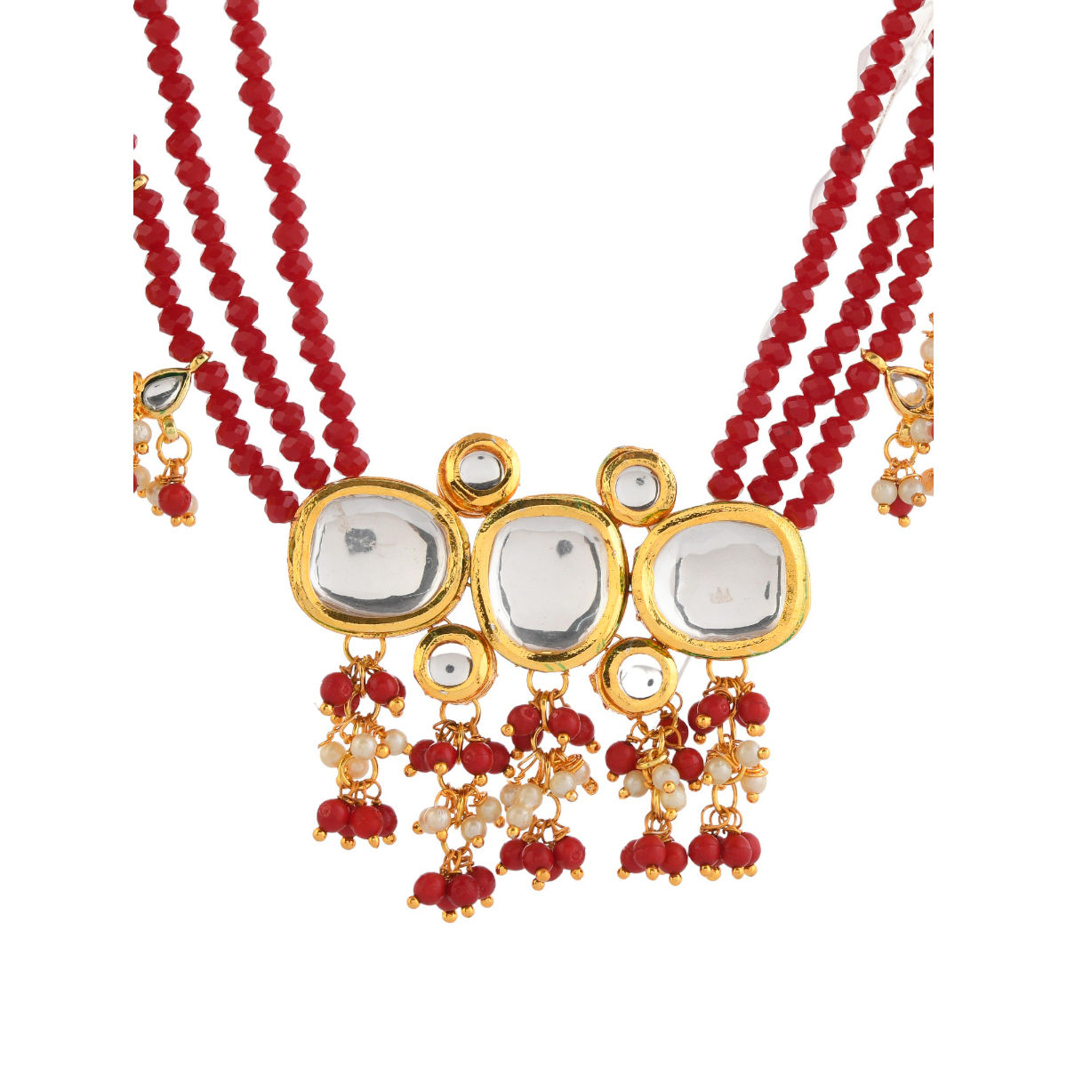 Buy Silvermerc Designs Red Bold Ruby Beaded Necklace Set Online