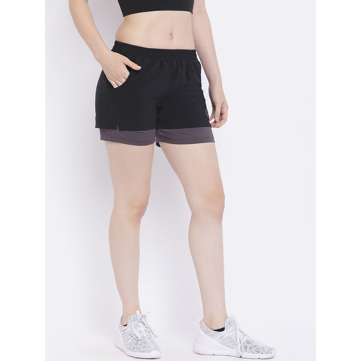 CHKOKKO Double Layered Shorts For Women - Black: Buy CHKOKKO Double ...