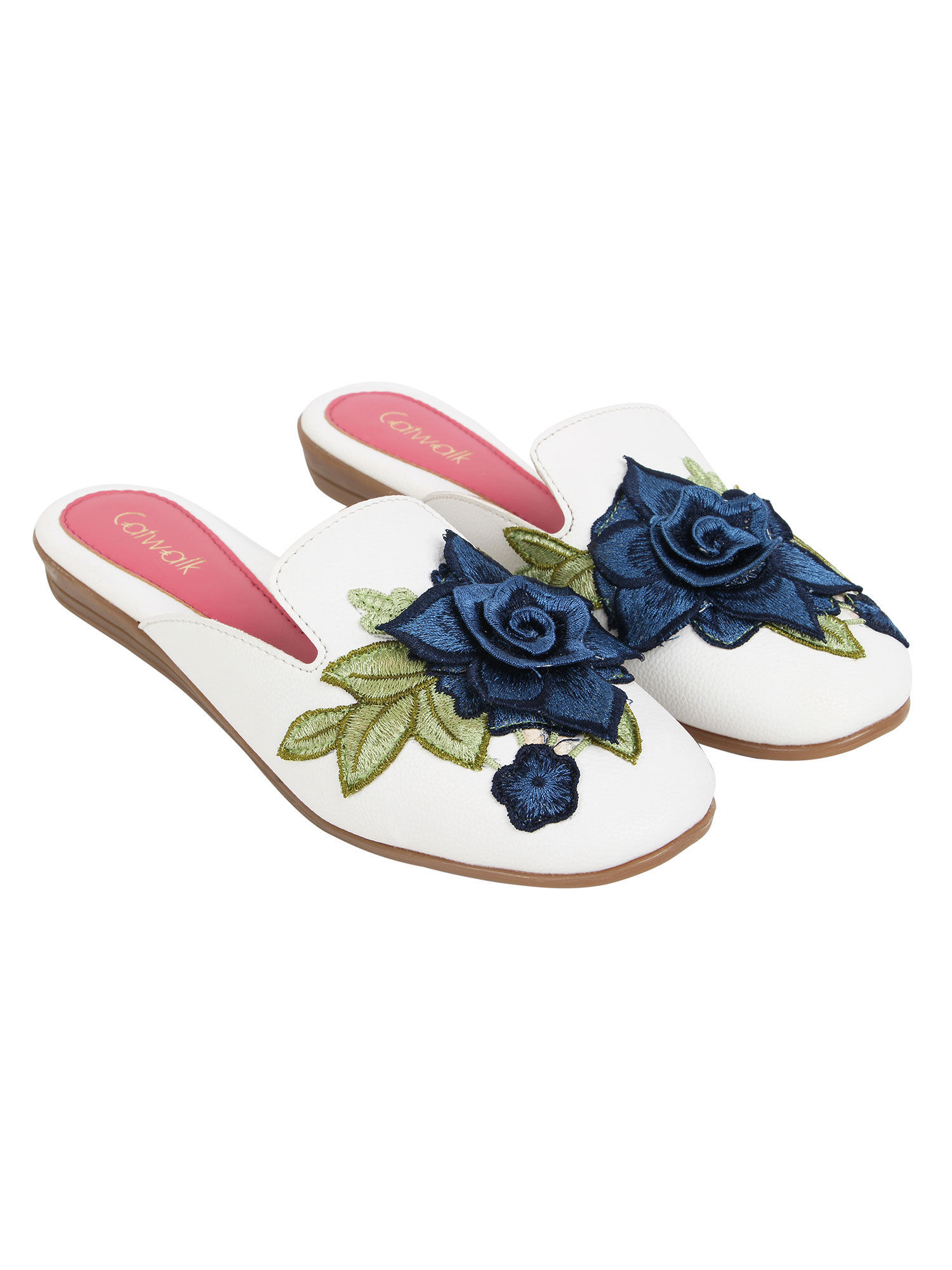 Buy CATWALK White Embroidered Mules Online