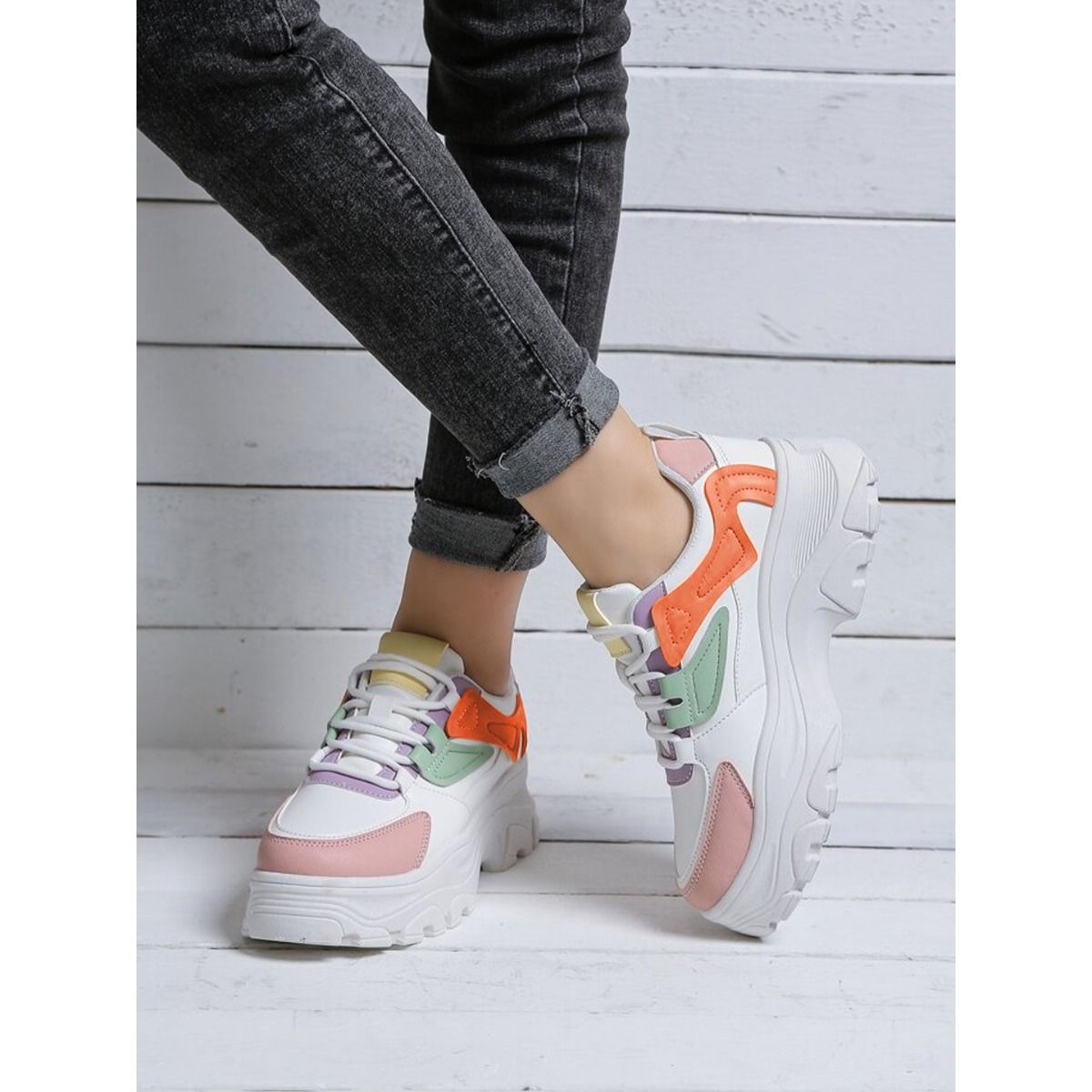 Buy Shoetopia Smart Casual Multi-Color Sneakers for Women Online