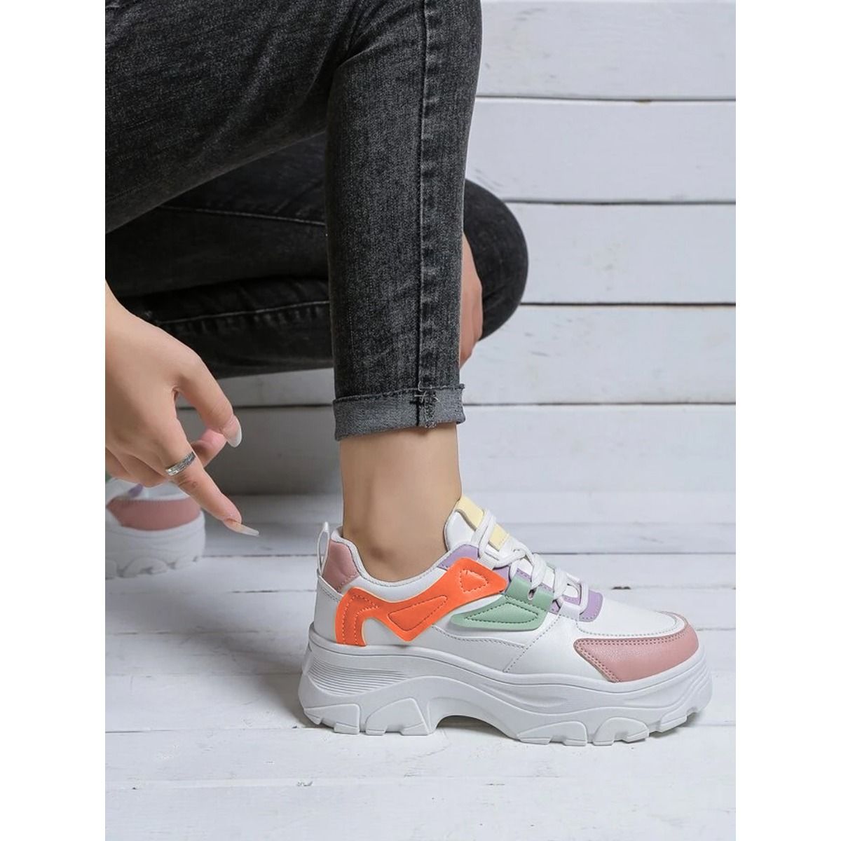 Buy Shoetopia Smart Casual Multi-Color Sneakers for Women Online