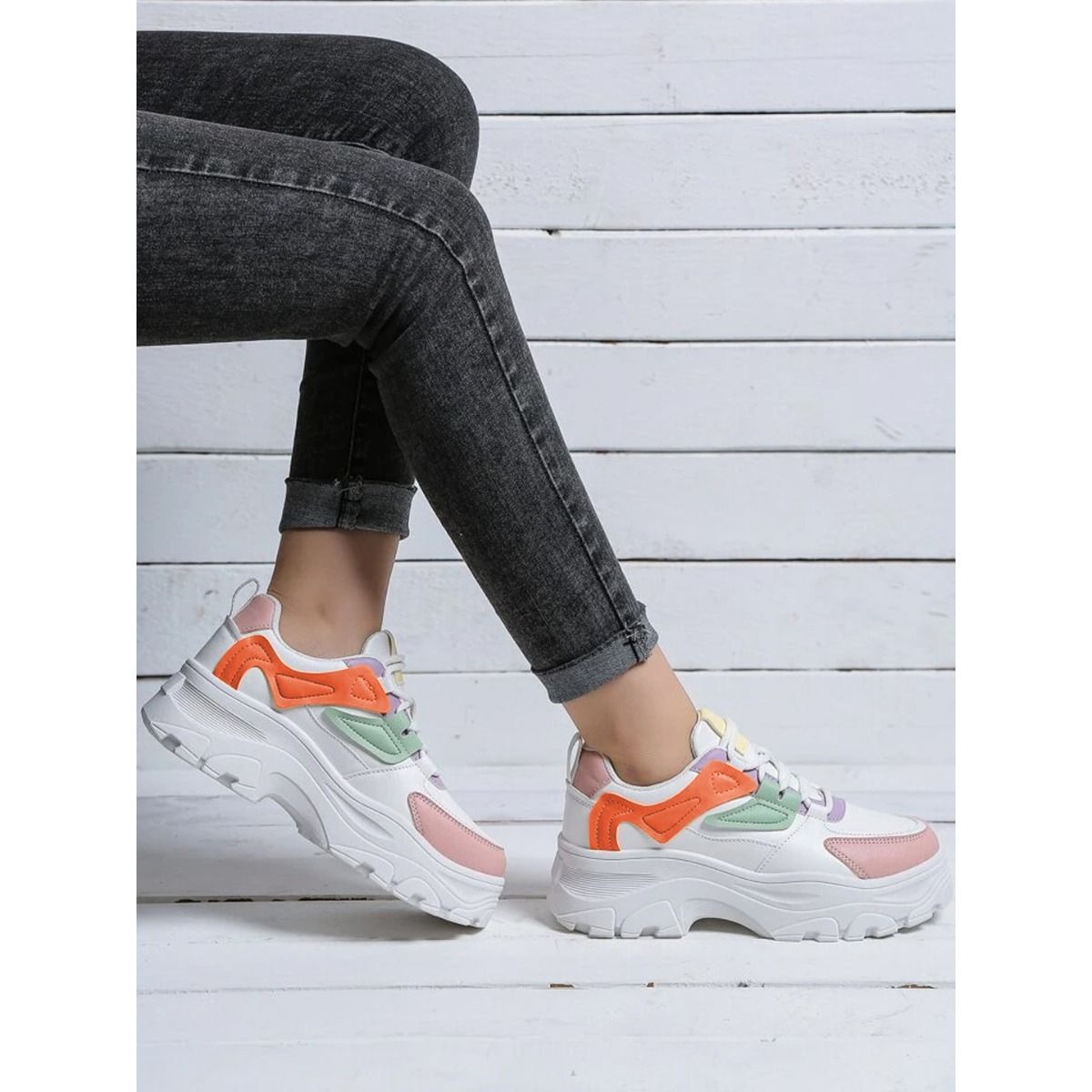 Buy Shoetopia Smart Casual Multi-Color Sneakers for Women Online