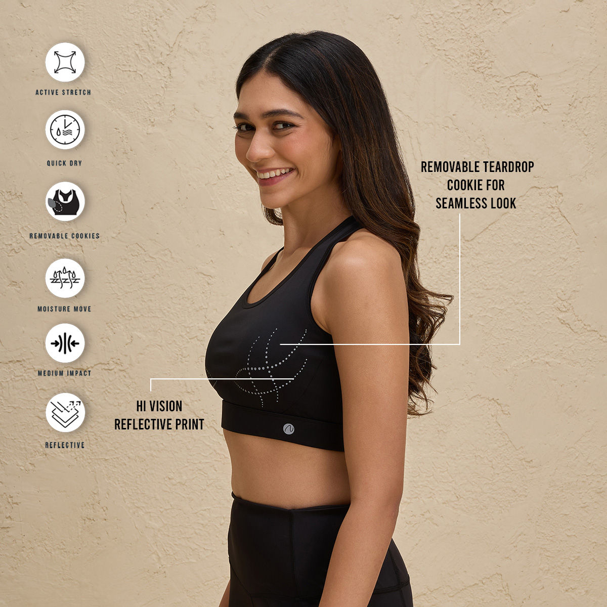 Buy Nykd By Nykaa Placement Print Sports Bra with Criss-cross Back ...