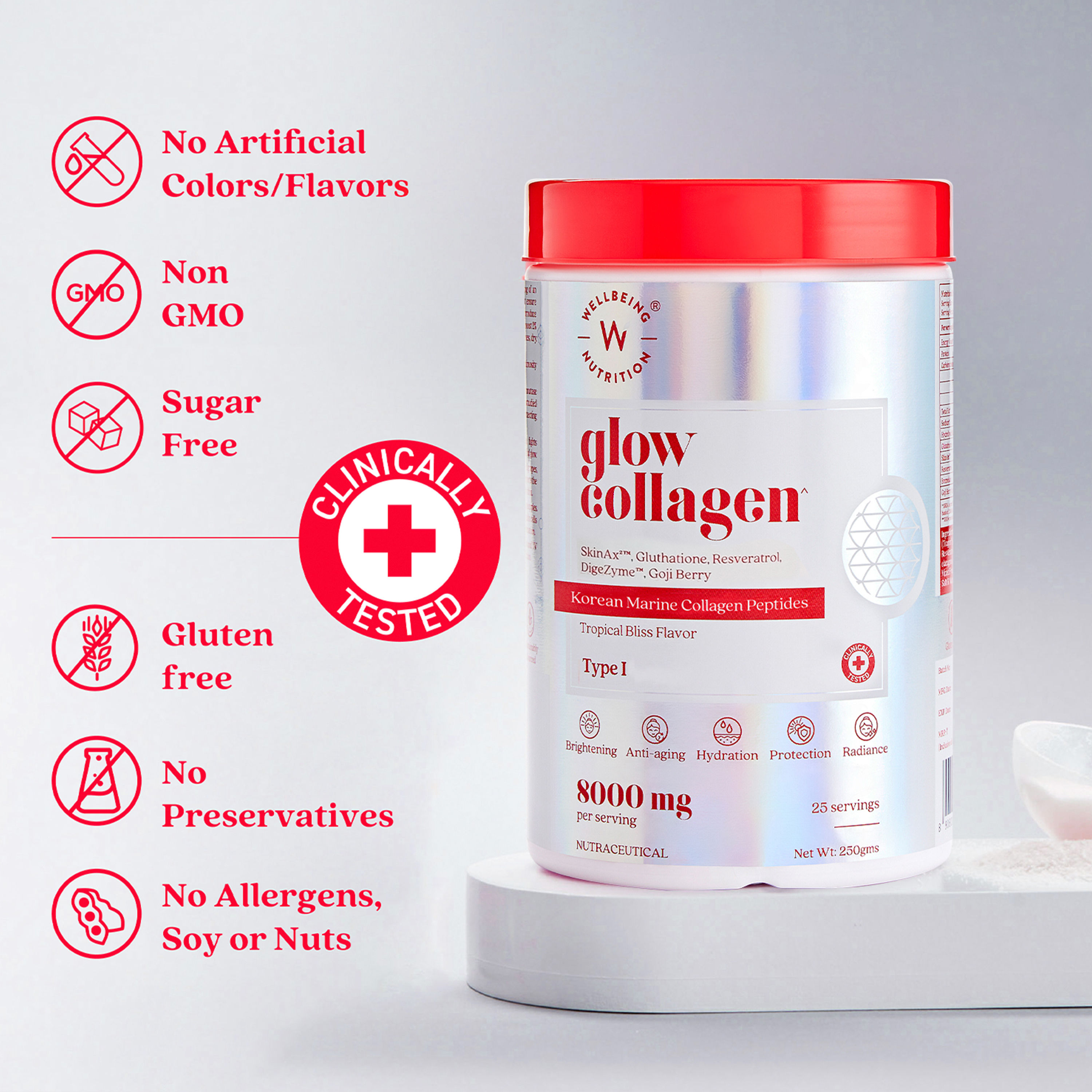 Wellbeing Nutrition Glow Korean Marine Collagen Peptides Glutathione ...