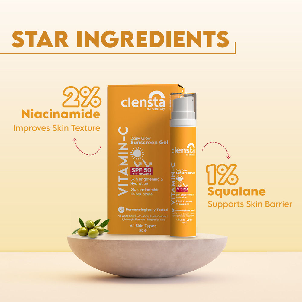 Buy Clensta Daily Glow Sunscreen Gel Spf 50 Pa With Vitamin C
