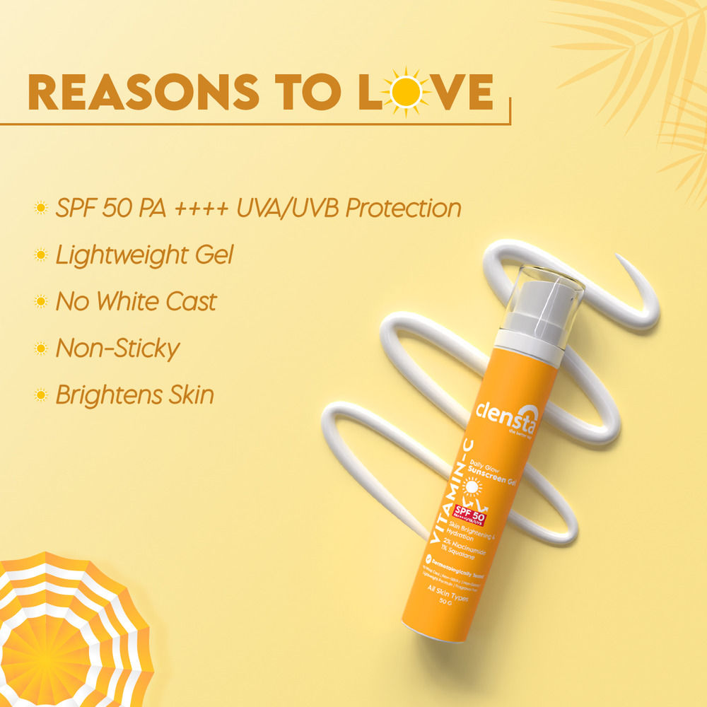 Buy Clensta Daily Glow Sunscreen Gel SPF 50 PA++++ with Vitamin C ...