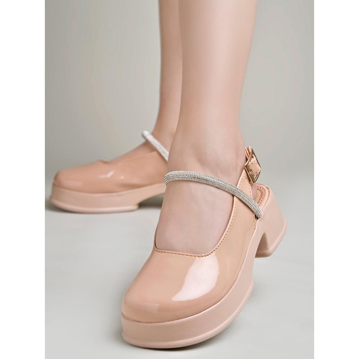 Buy Shoetopia Round Toe Peach Pumps For Women & Girls Online