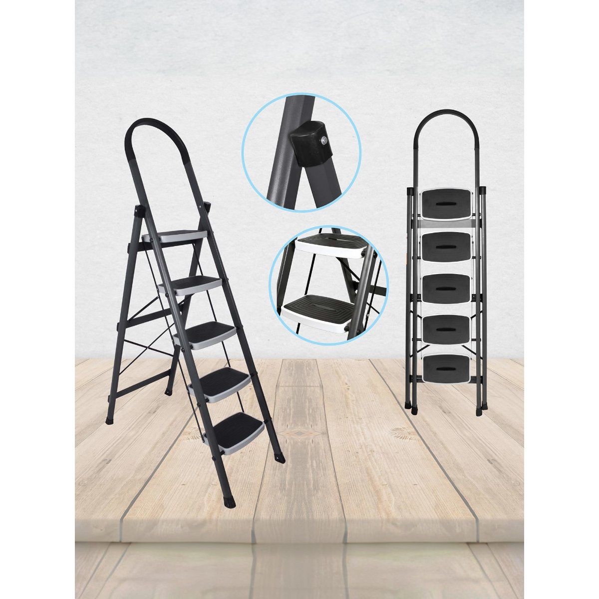 Buy Plantex High Grade Metal Folding Ladder-5 Steps Ladder-Anti Skid ...