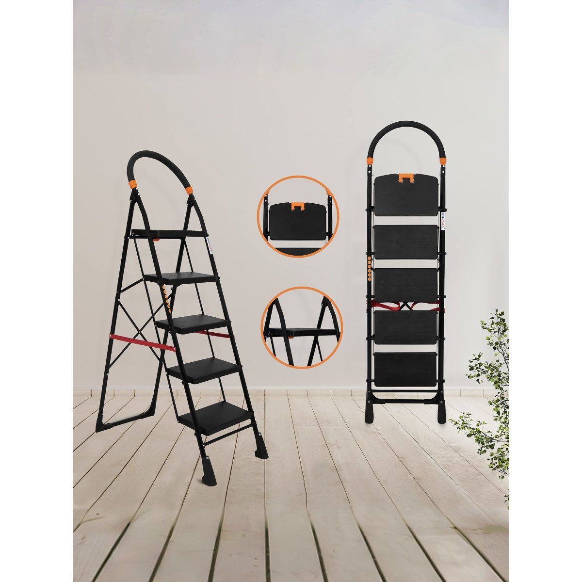 Buy Plantex 5-Step Foldable Ladder With Safety-Clutch Lock & Ribbed ...
