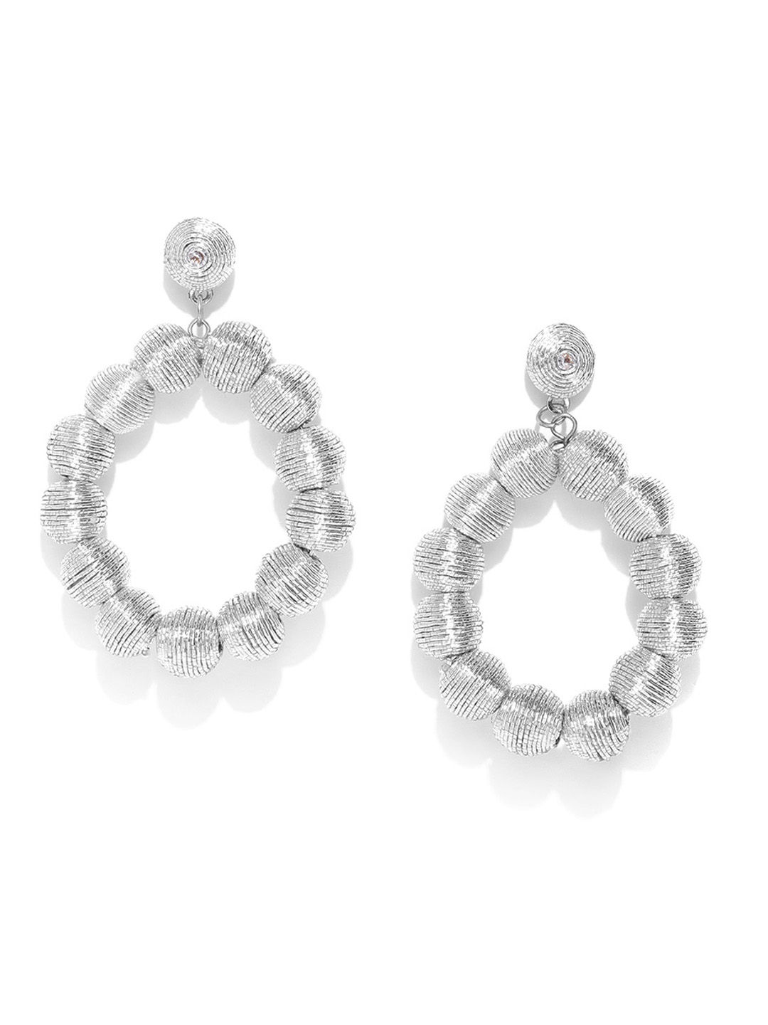 Buy Blueberry Silver Jute Detailing Hoop Earring Online