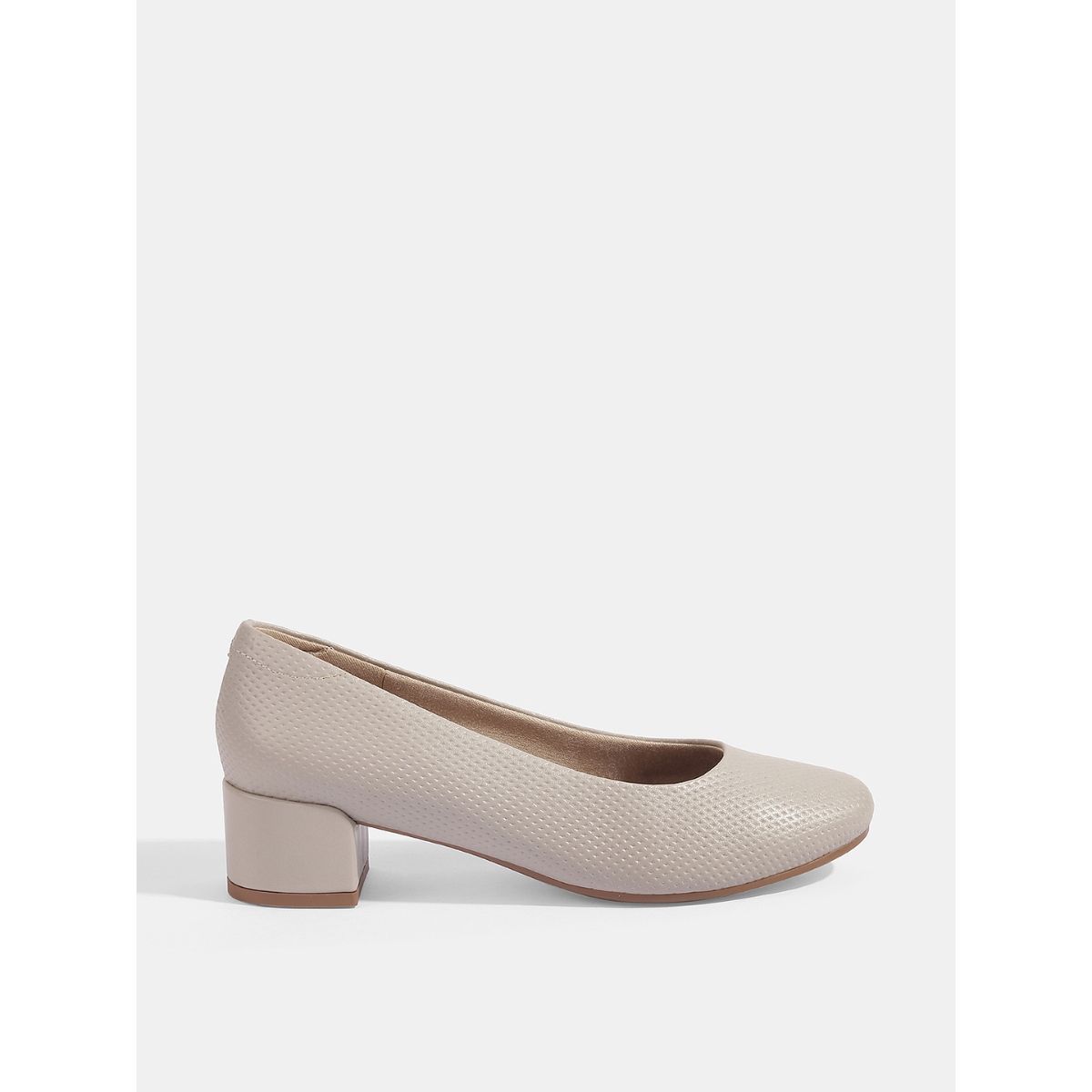 Lemon & Pepper Grey Round Toe Pumps Heels: Buy Lemon & Pepper Grey ...