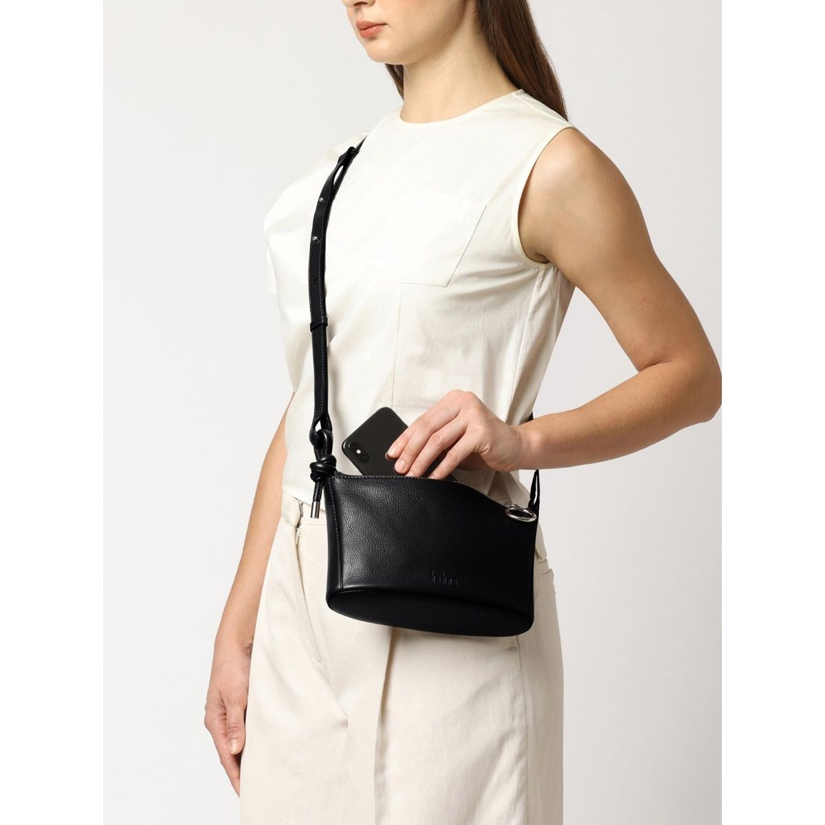 Buy Behno New York Black Janae Milled Crossbody Bag Online
