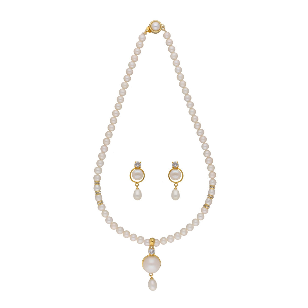 Buy Sri Jagdamba Pearls Elegant Single Drop Pearl Necklace Set Online