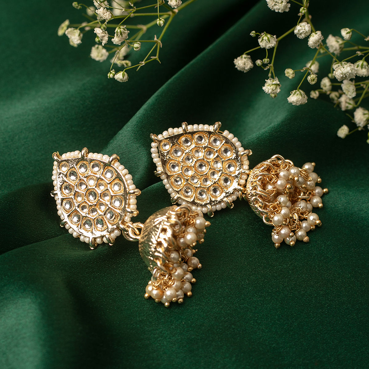 Zaveri Pearls Gold Tone Kundan And Pearls Wedding Collection Jhumki