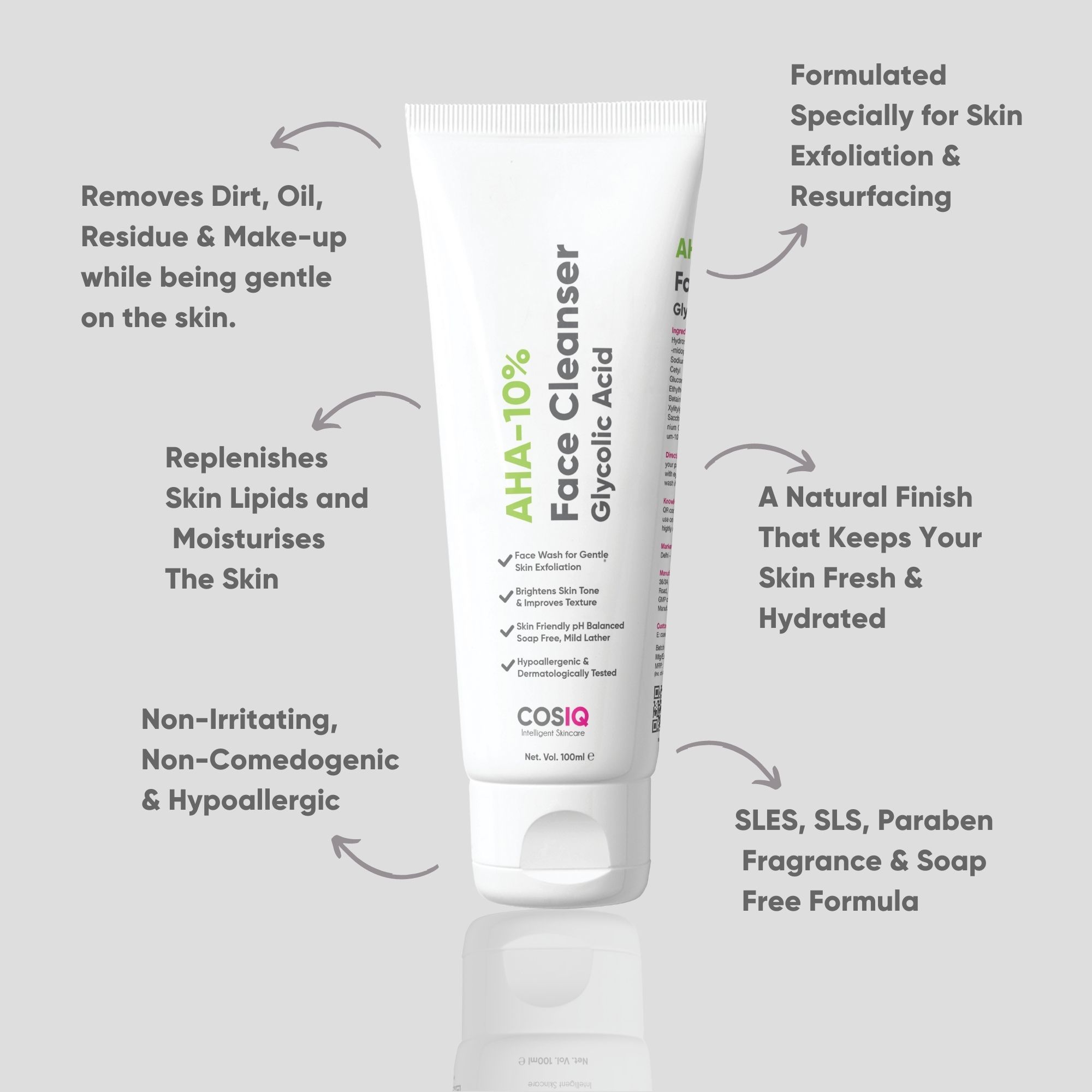 Buy Cos-IQ AHA-10% Glycolic Acid Face Cleanser Online