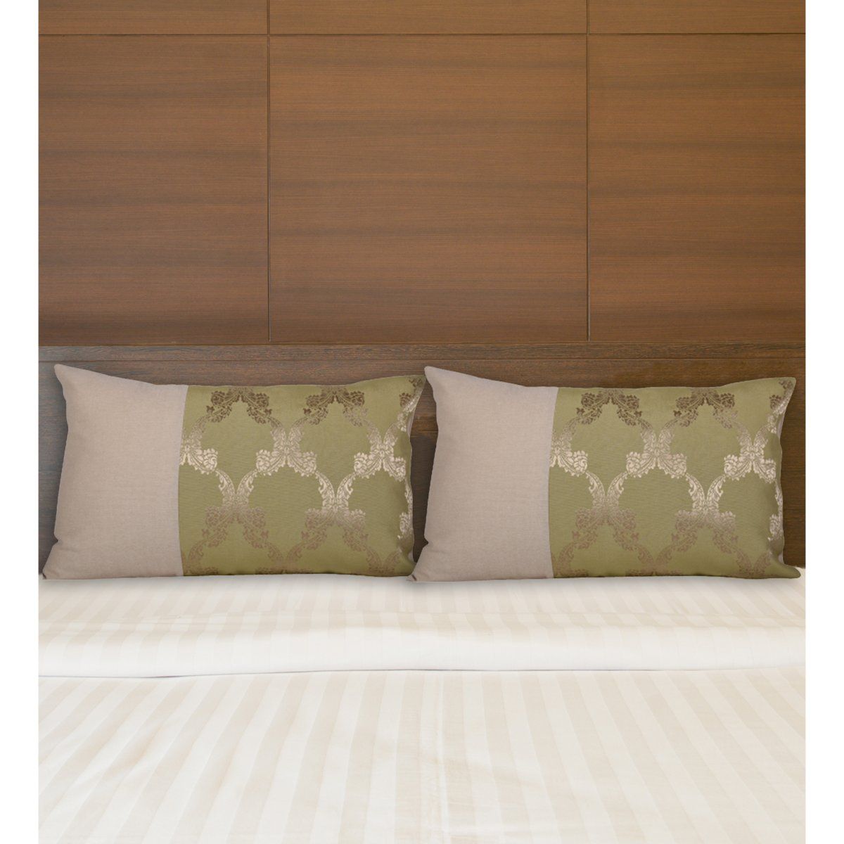 Buy Sivya by Home Cotton Pillow Cover 18x27 Inch, Green Pack of 2 Online