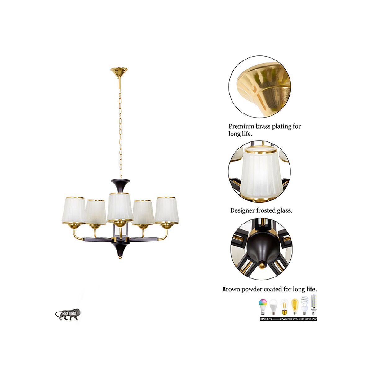 Buy Kapoor Lamp Shades Hartland 5 Light Metal and Wood Fusion ...