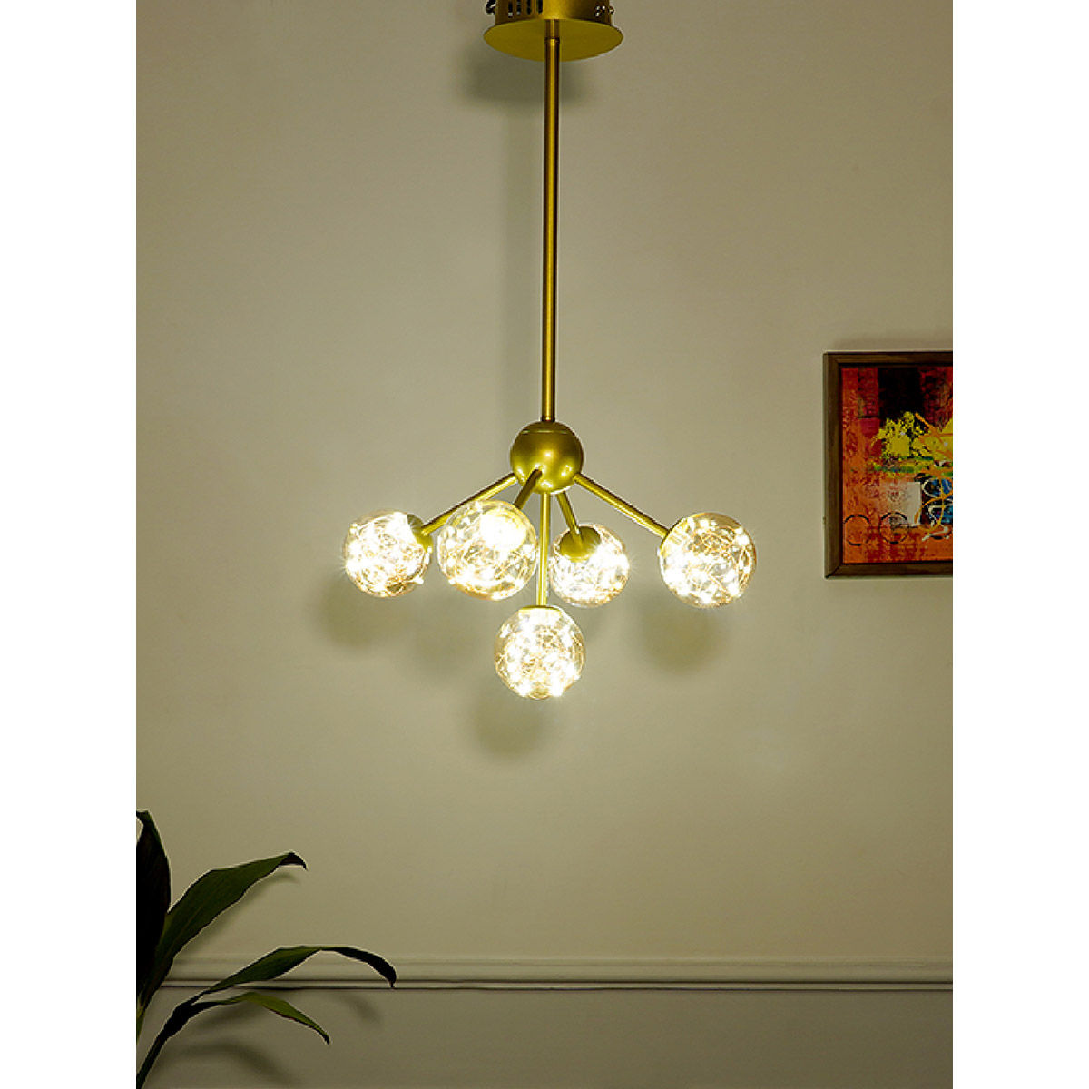 Buy Kapoor Lamp Shades Indra 5-Lights Glass Globe Led Chandelier Light ...