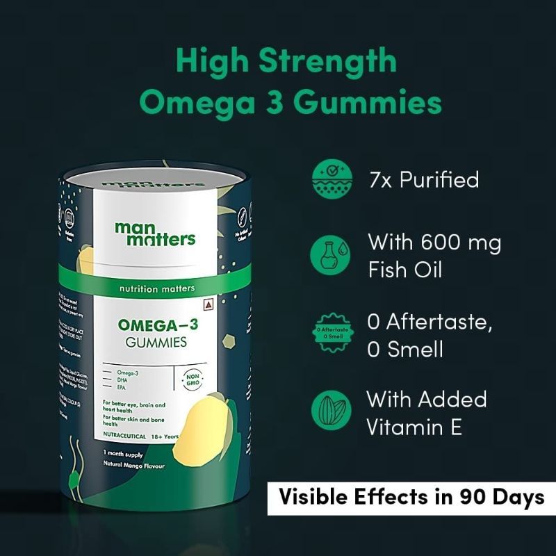 Buy Man Matters Omega 3 Fish Oil Gummies For Men - Natural Mango ...